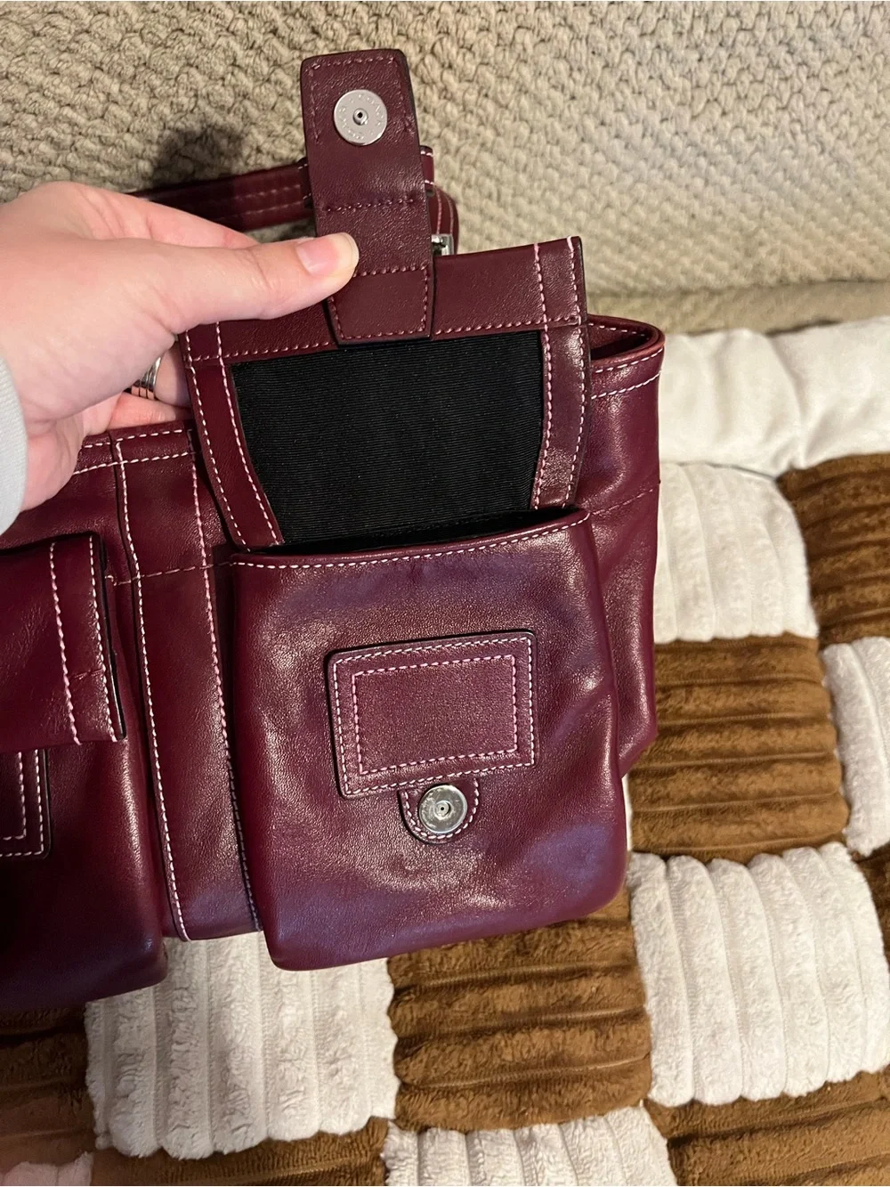 Coach | Bags | Coach Vintage Double Front Pocket Leather Tote In Deep ...